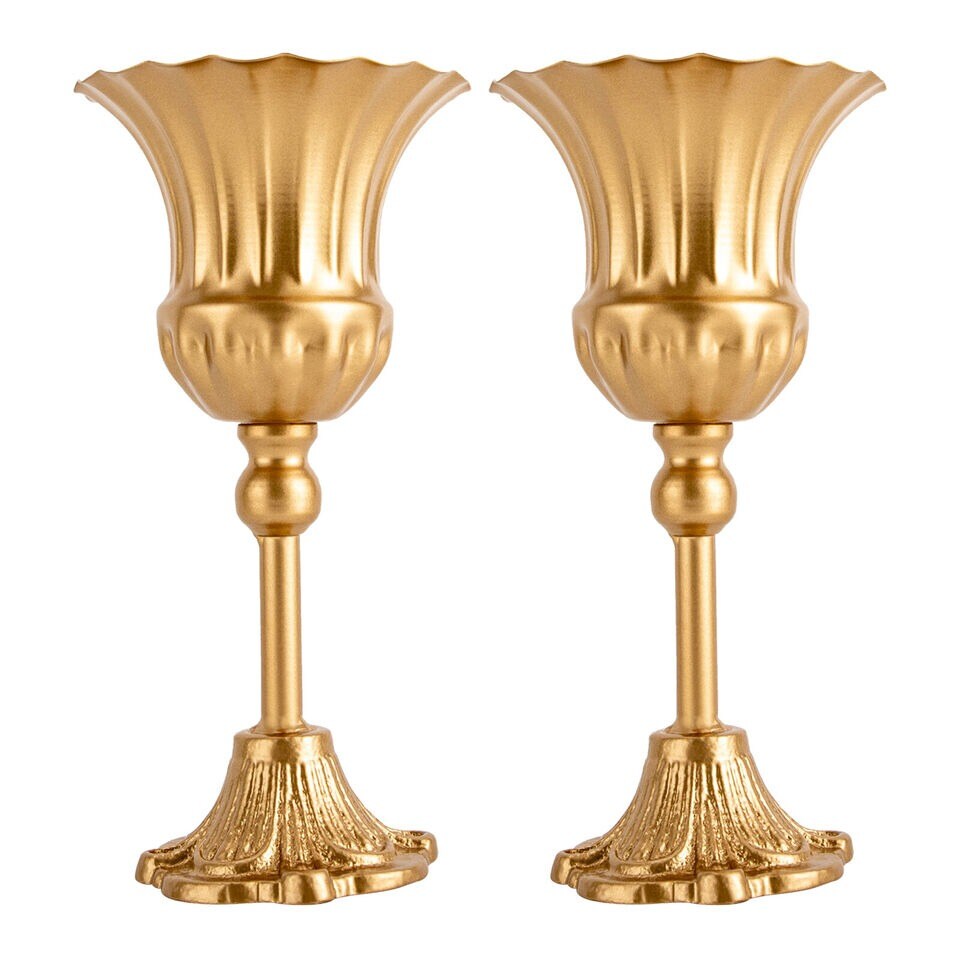 2 pcs Gold Metal Flower Vases Trumpet Wedding Centerpieces for Party ...