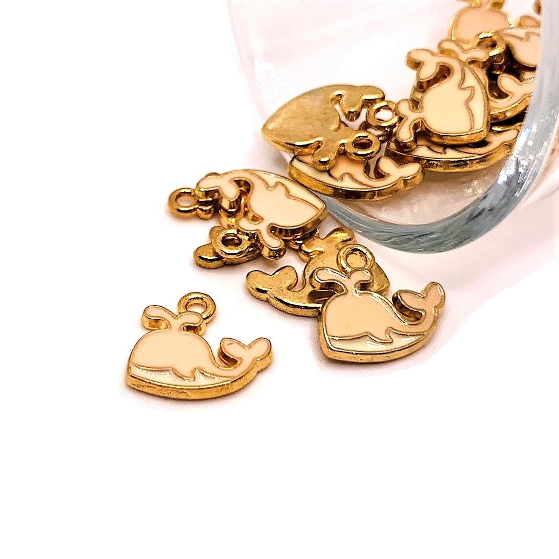 4, 20 or 50 Pieces: Pink and White Enamel Whale Charms | Michaels