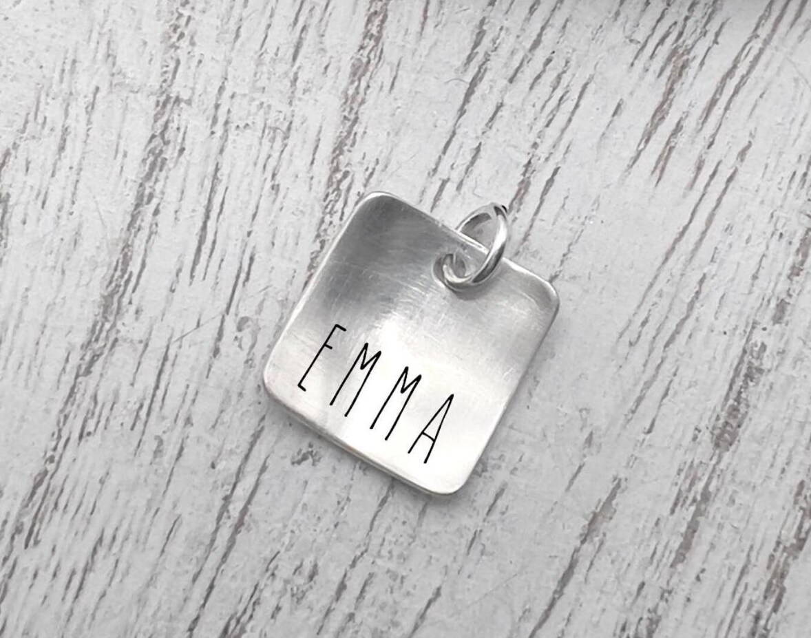 Personalized Name Charm, Sterling Silver Add On Charm, Hand Stamped ...