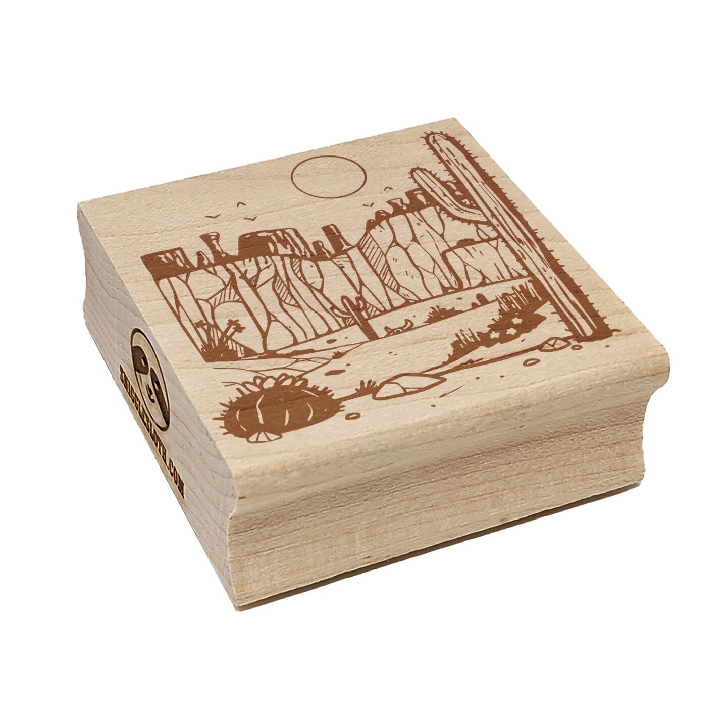 Desert Mesa Scene Cactus Cliffs Square Rubber Stamp for Stamping ...