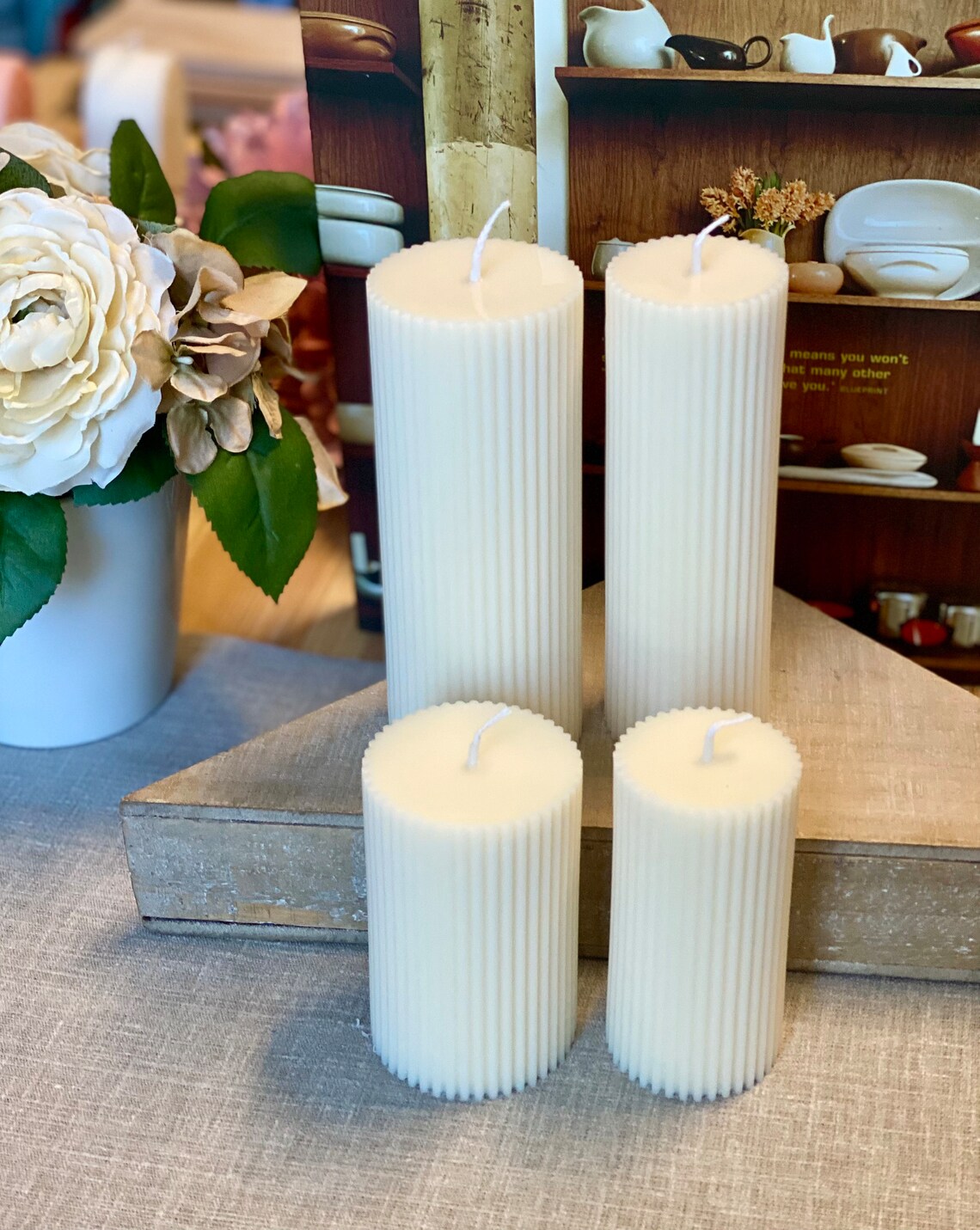 Minimalist Ribbed Pillar Candles | MakerPlace by Michaels
