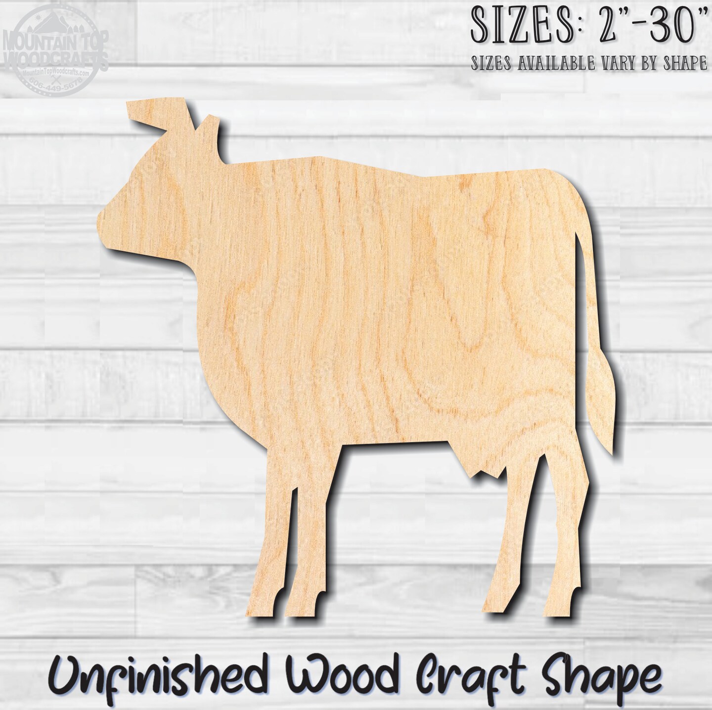 Cow Animal Unfinished Wood Shape Blank Laser Engraved Cutout Woodcraft ...