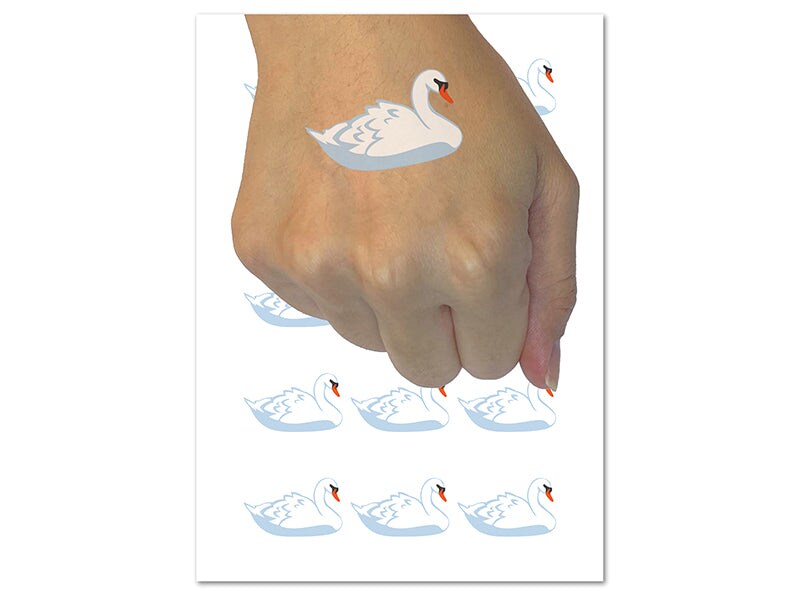 Swan Swimming Solid Temporary Tattoo Water Resistant Fake Body Art Set ...