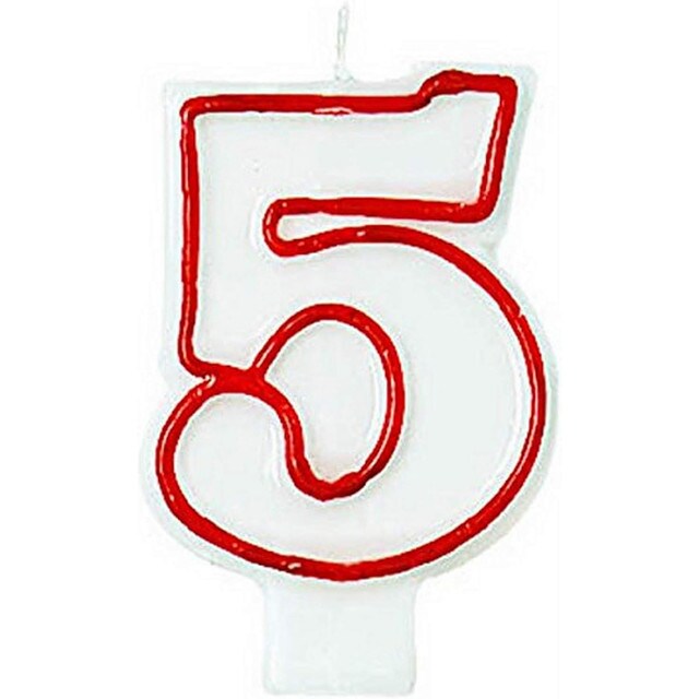 Red/White Flat Molded #5 Candle, Color: Multicolor | Michaels