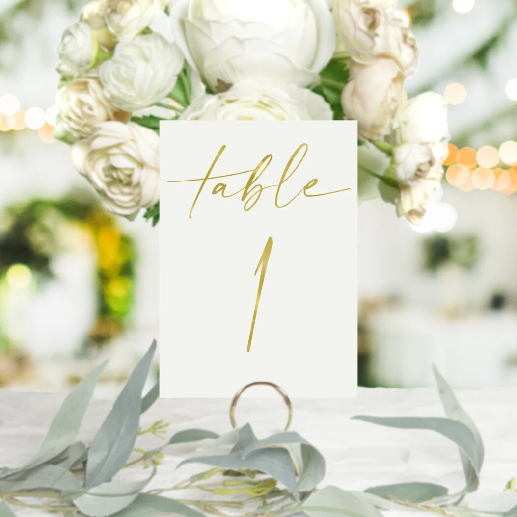 Gold and Ivory Wedding Table Numbers, Wedding Table Decor, Gold Foil ...