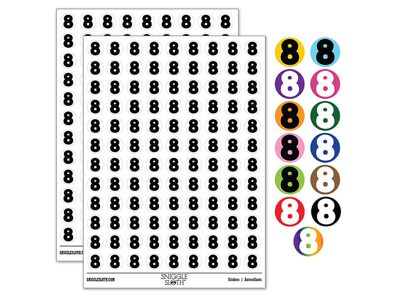 Number 8 Eight Fun Bold Font 200+ 0.50" Round Stickers | Michaels