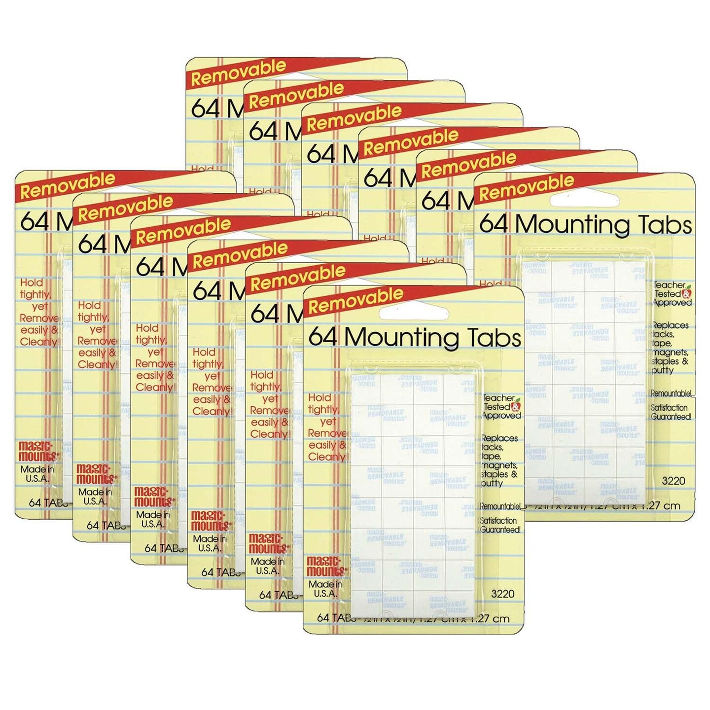 Removable Mounting Tabs, 1/2" x 1/2", 64 Per Pack, 12 Packs | Michaels
