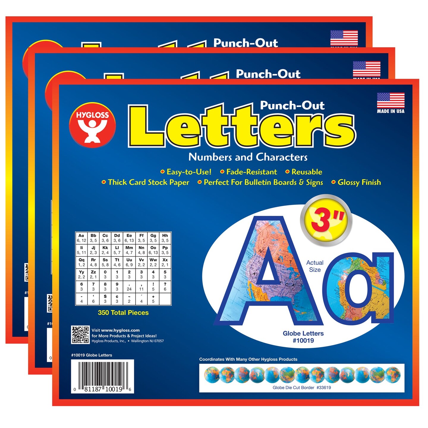3" Punch-Out Letters, Globes, 350 Characters Per Pack, 3 Packs | Michaels