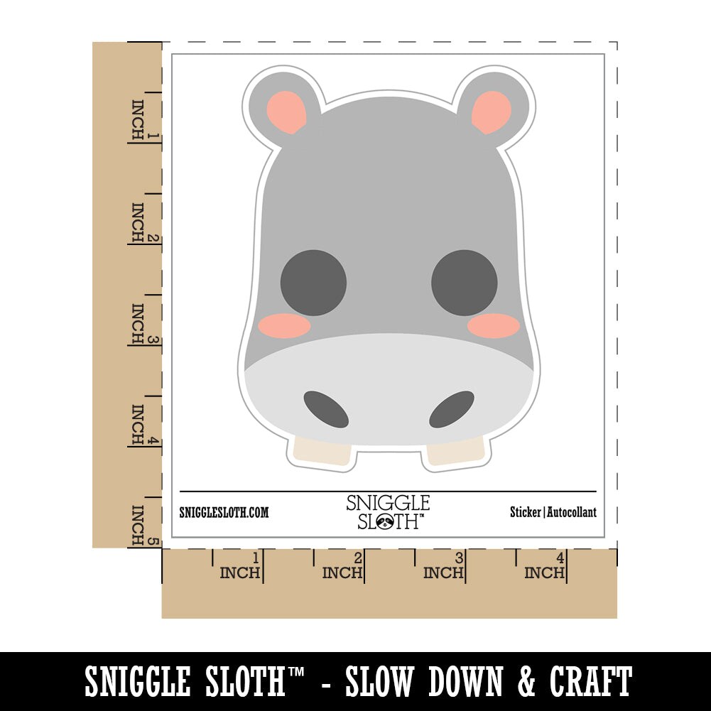 Kawaii Chibi Hippopotamus Face Blushing Cheeks Waterproof Vinyl Phone ...