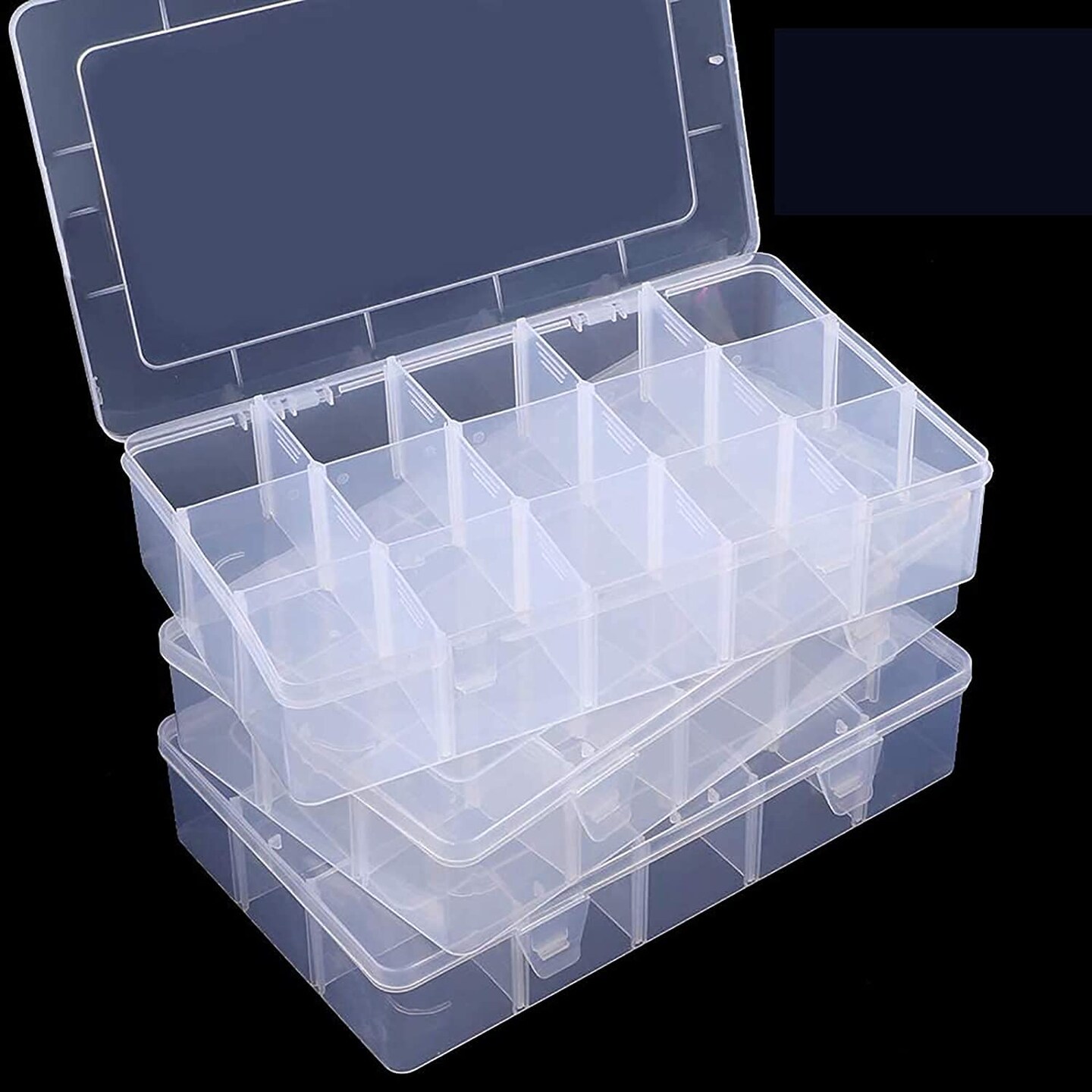 3 Pack15 Grids Large Plastic Storage Box Organizer Box,15 Compartments ...