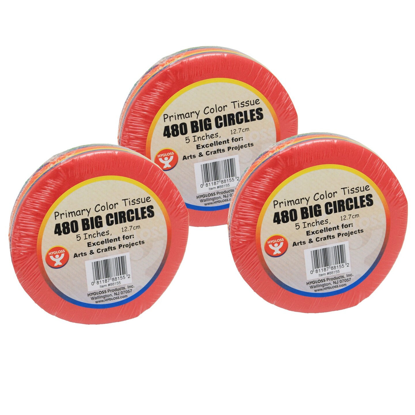 5" Tissue Circles, Primary Colors, 480 Per Pack, 3 Packs | Michaels