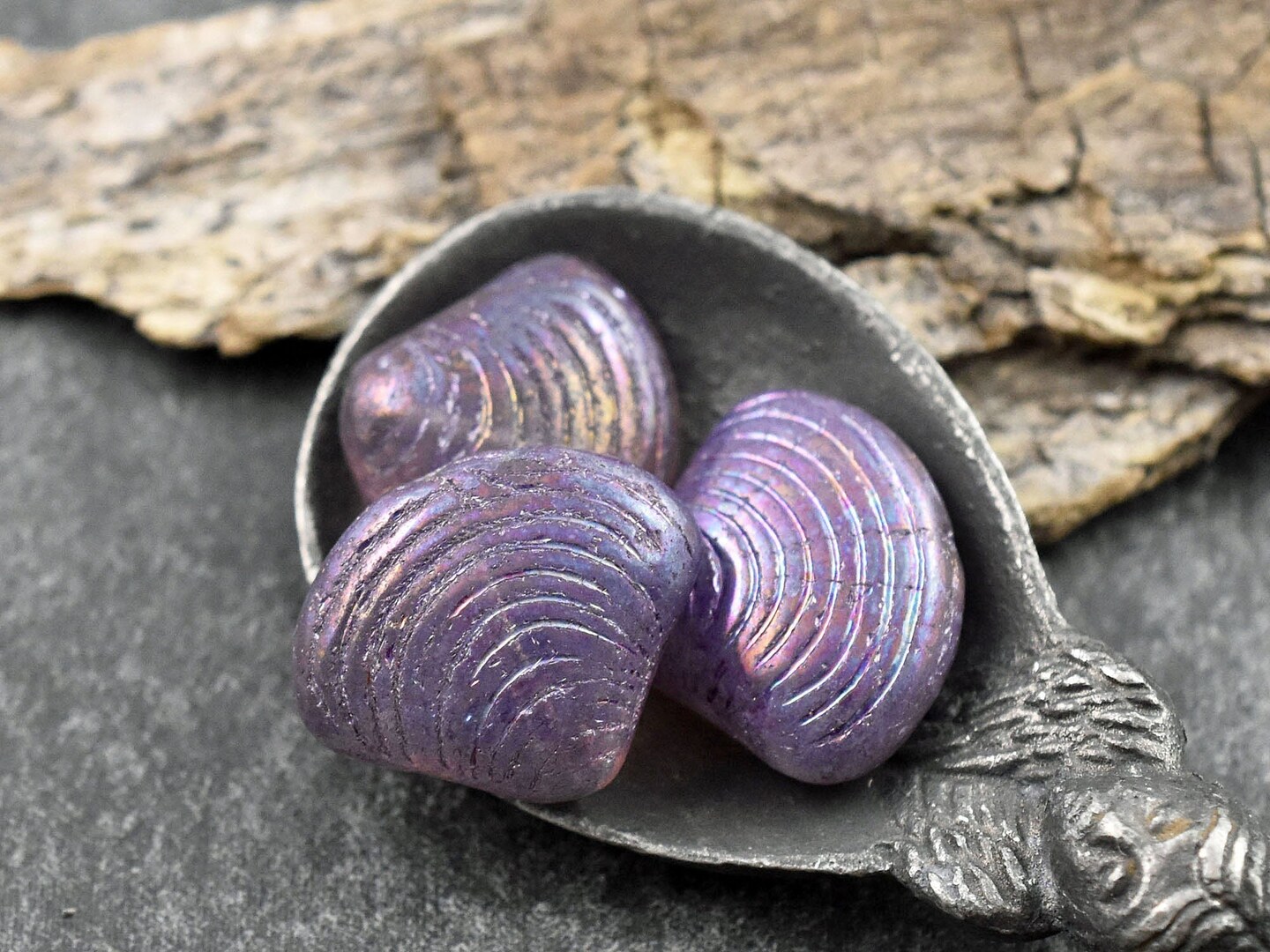 *8* 15x18mm Metallic Purple Washed Thistle Sea Shell Beads | Michaels
