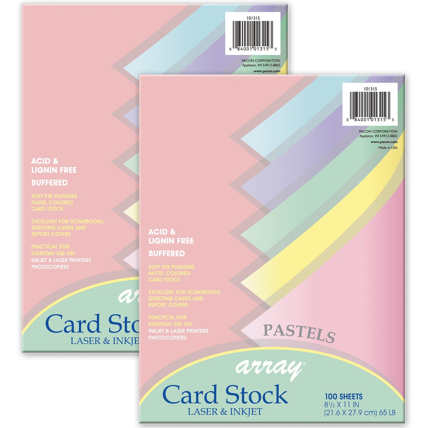 Pastel Card Stock, 5 Assorted Colors, 8-1/2" x 11", 100 Sheets Per Pack ...