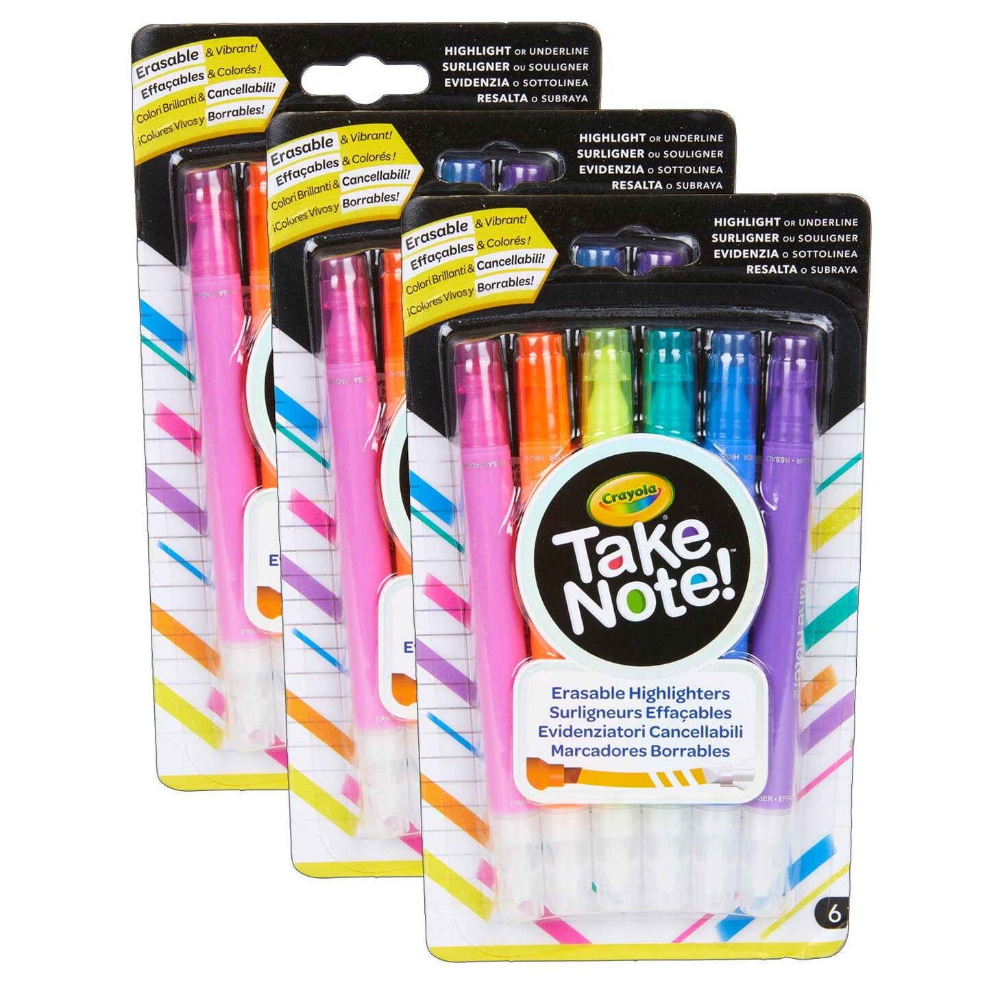 Take Note! Erasable Highlighters, 6 Per Pack, 3 Packs | Michaels