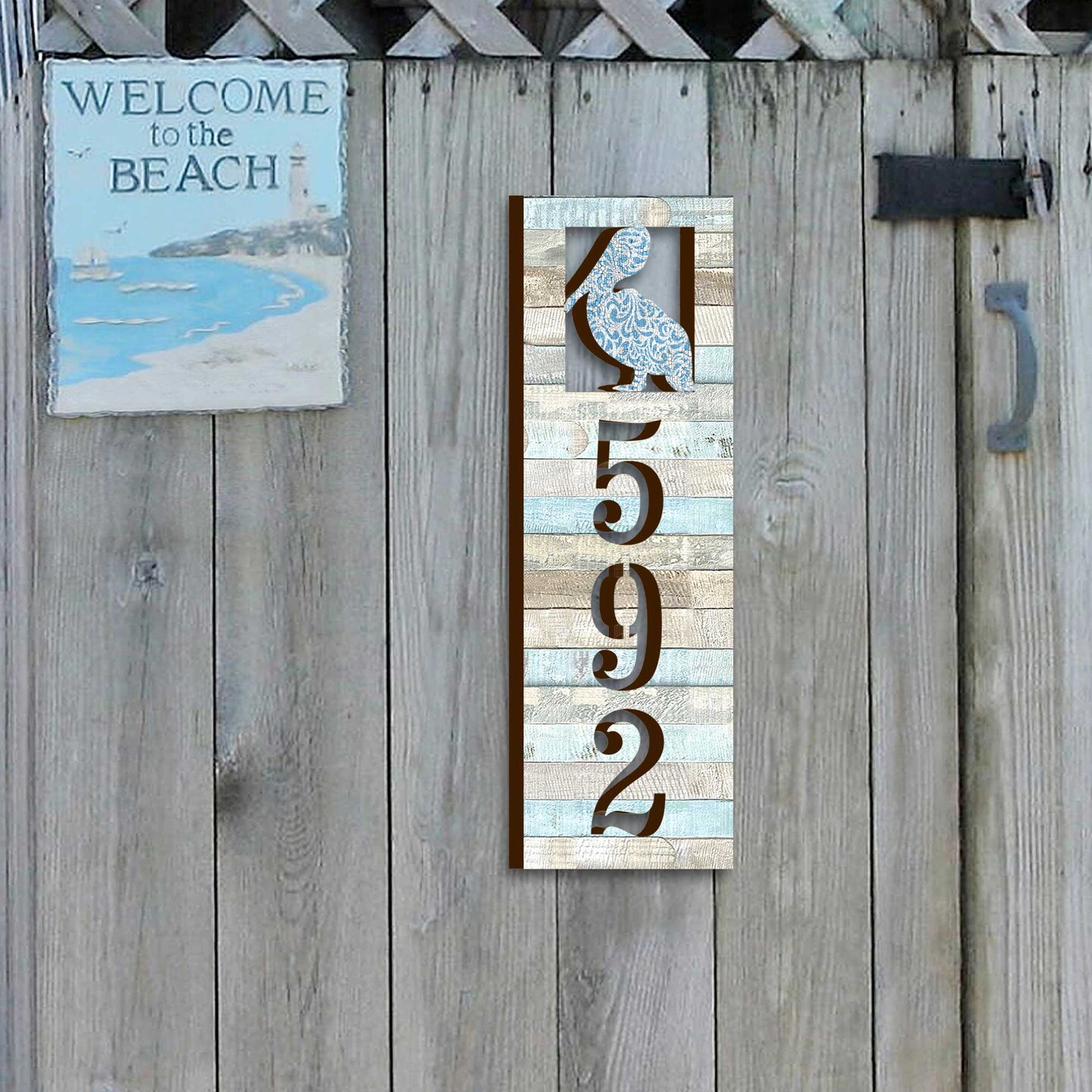 Pelican Wooden House Number Plaque | Address sign | Address House ...