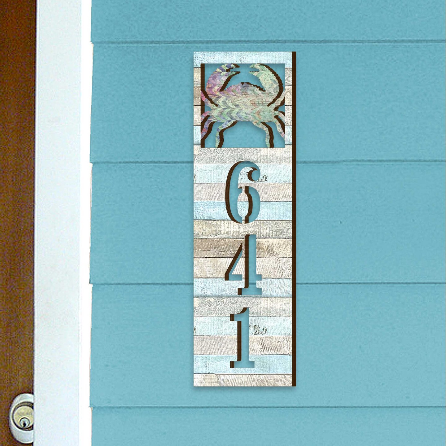 Crab Wooden House Number Plaque | Address sign | Address House Numbers ...