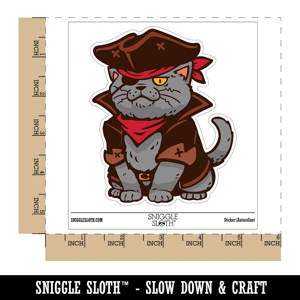 Captain Pirate Cat Waterproof Vinyl Phone Tablet Laptop Water Bottle ...