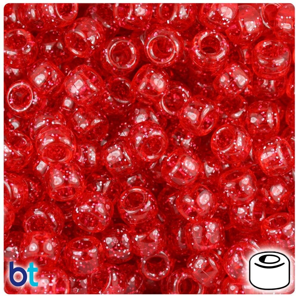BeadTin Ruby Sparkle 9mm Barrel Plastic Pony Beads (500pcs) | Michaels