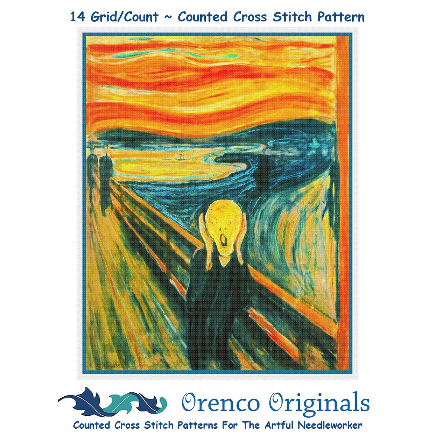 Symbolist Artist Edvard Munch's The Scream Counted Cross Stitch Pattern ...