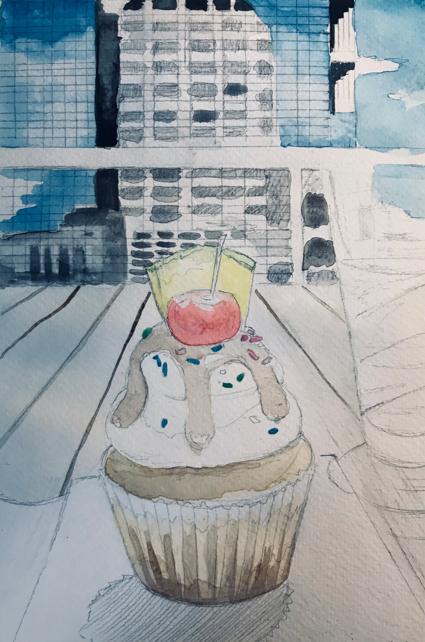 Sketching a One-Point Perspective Cupcake @AdrienneHodgeArt | Classes ...