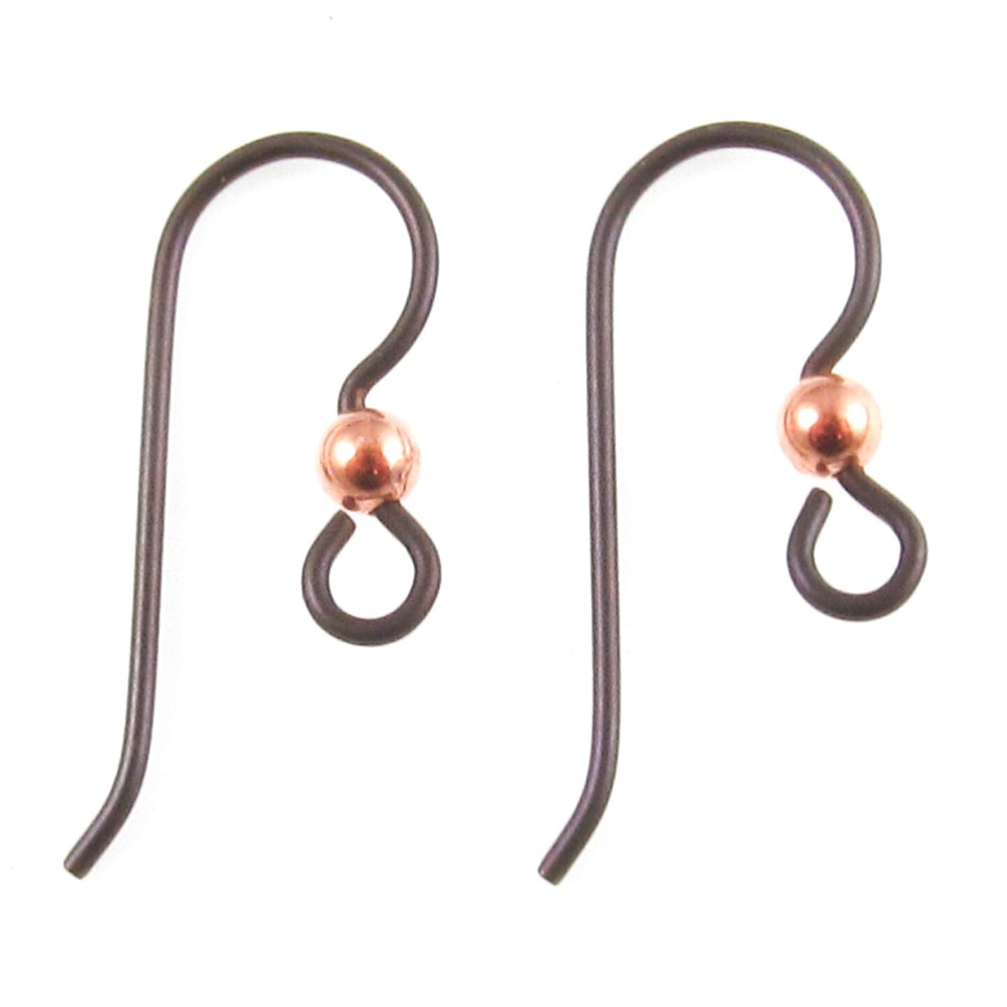 Niobium Copper Ear Wires + 3mm Bright Copper Bead, TierraCast, 10/Pkg ...