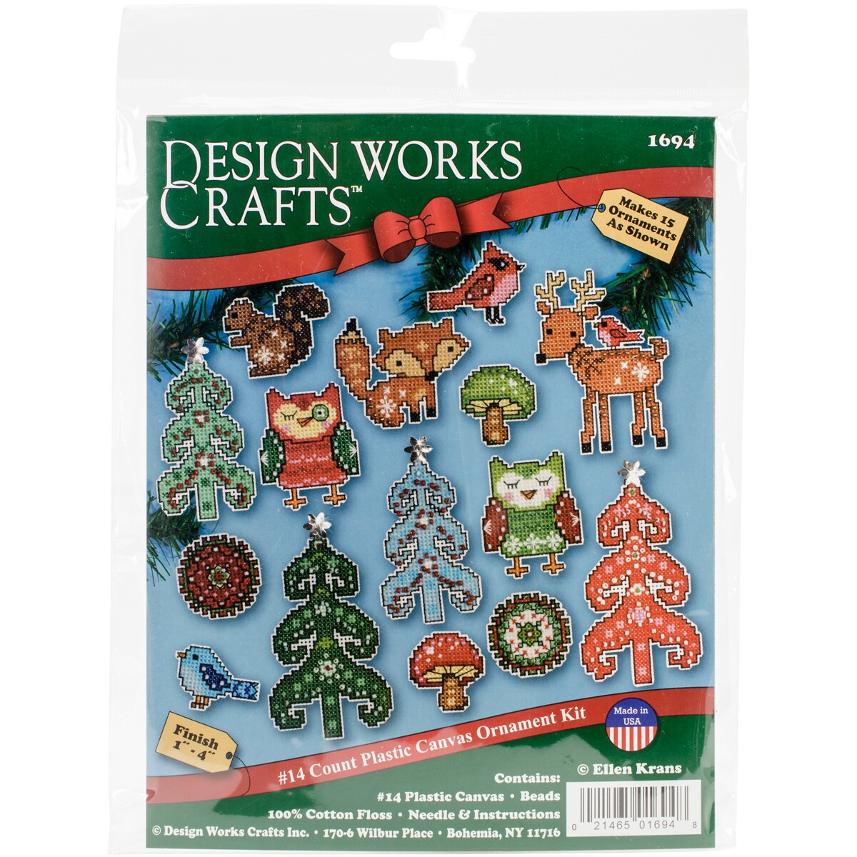Design Works Plastic Canvas Ornament Kit 1" Set of 15-Woodland Friends ...