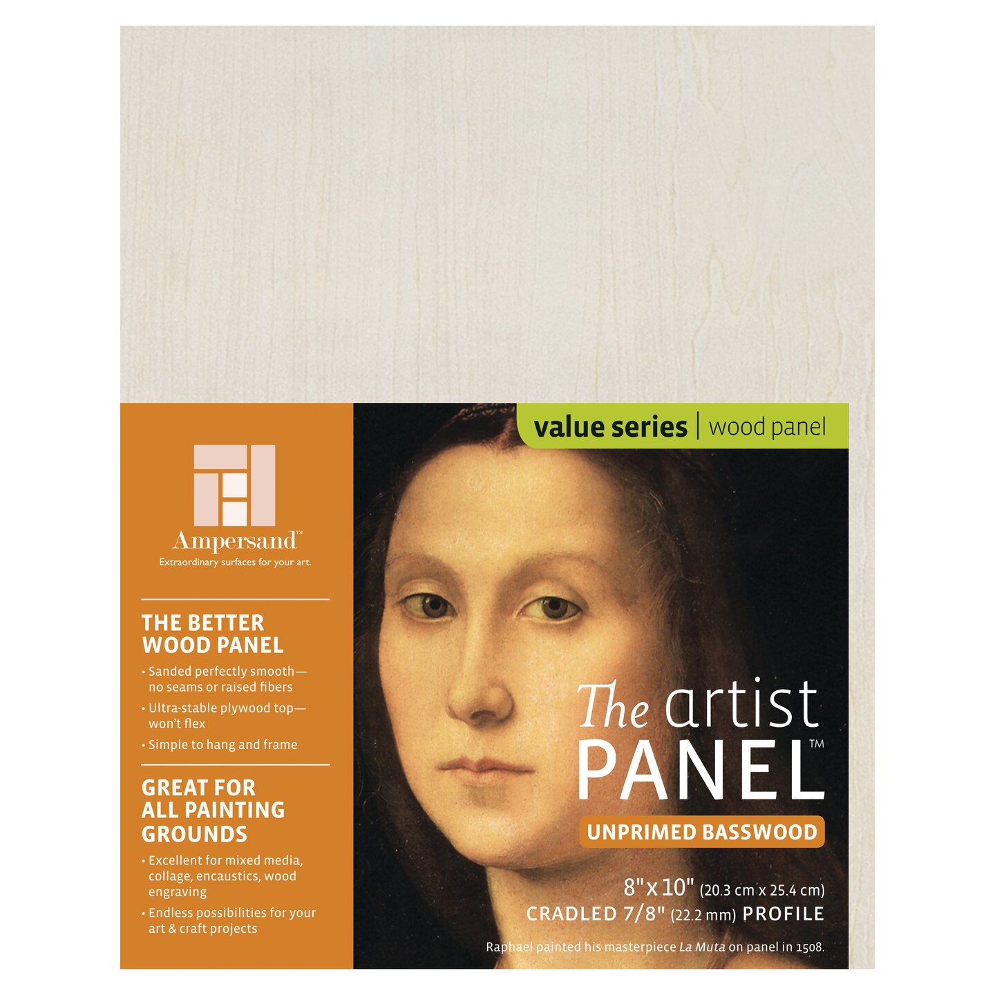 Ampersand Art Artist Panel, Unprimed Basswood, Cradled, 7/8" Profile, 8" x 10" | Michaels