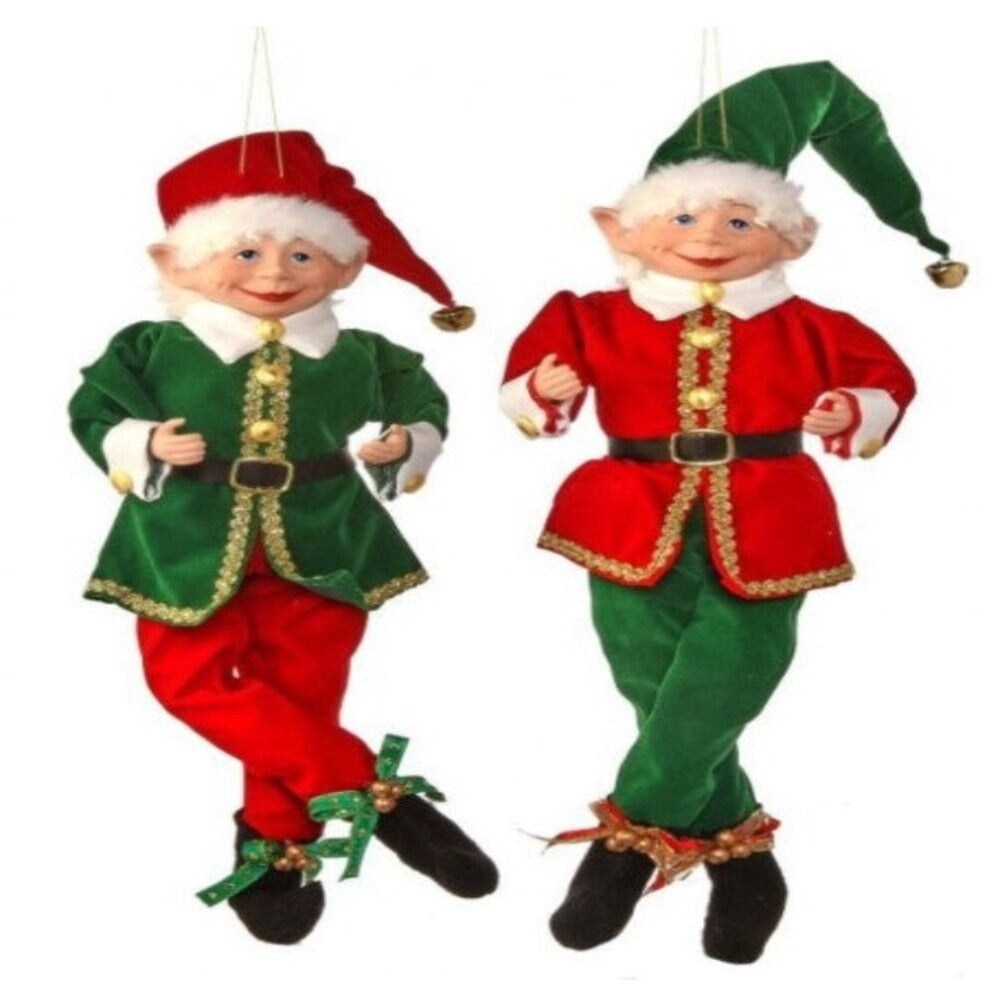 17" Fabric Red&Green Tidings Bendable Elf, 2 Assortment | Michaels