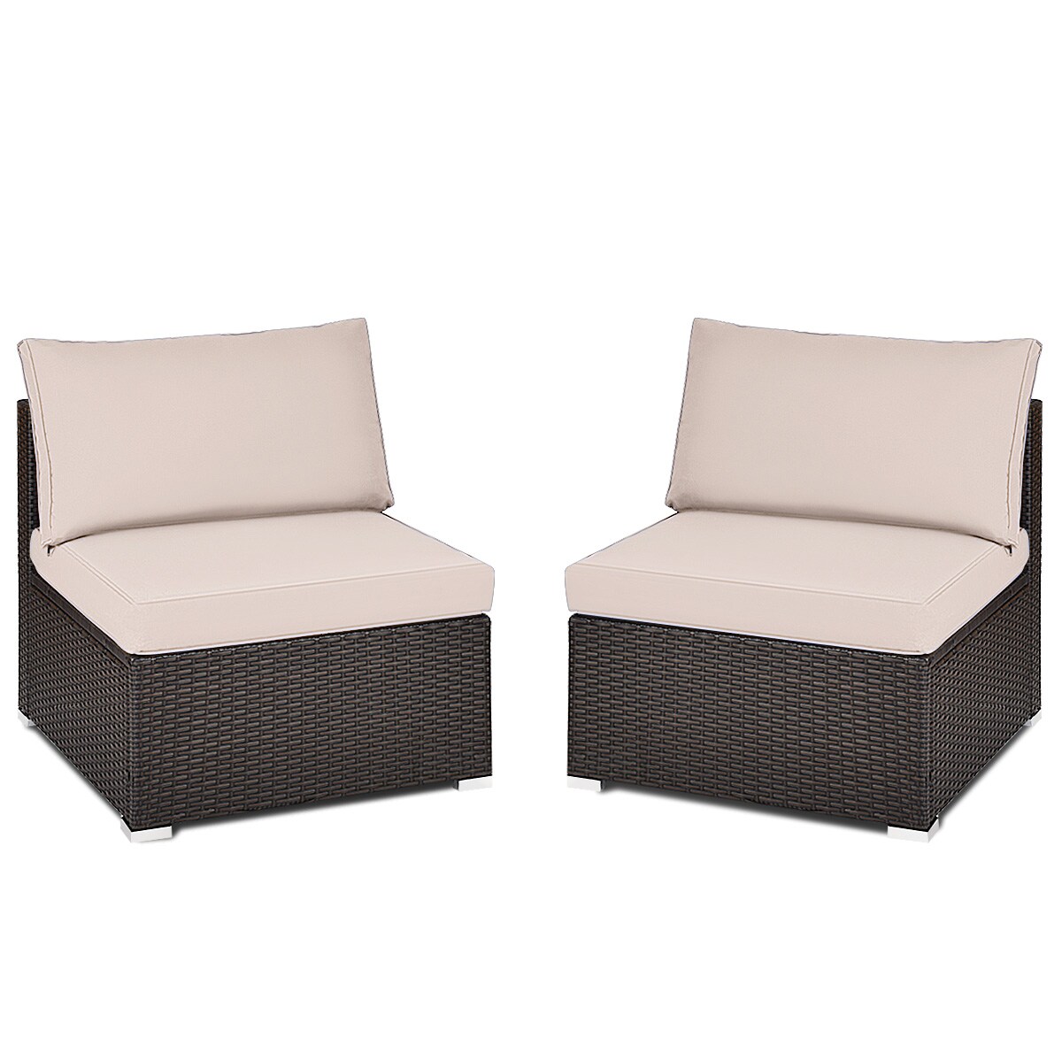 Costway 2PCS Patio Rattan Armless Sofa Sectional Conversation Furniture ...