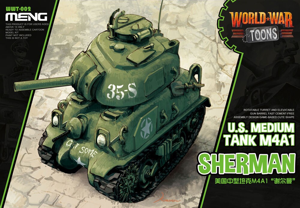 Meng Meng Cartoon U.S. Medium Tank M4A1 Sherman (CARTOON MODEL) Plastic ...