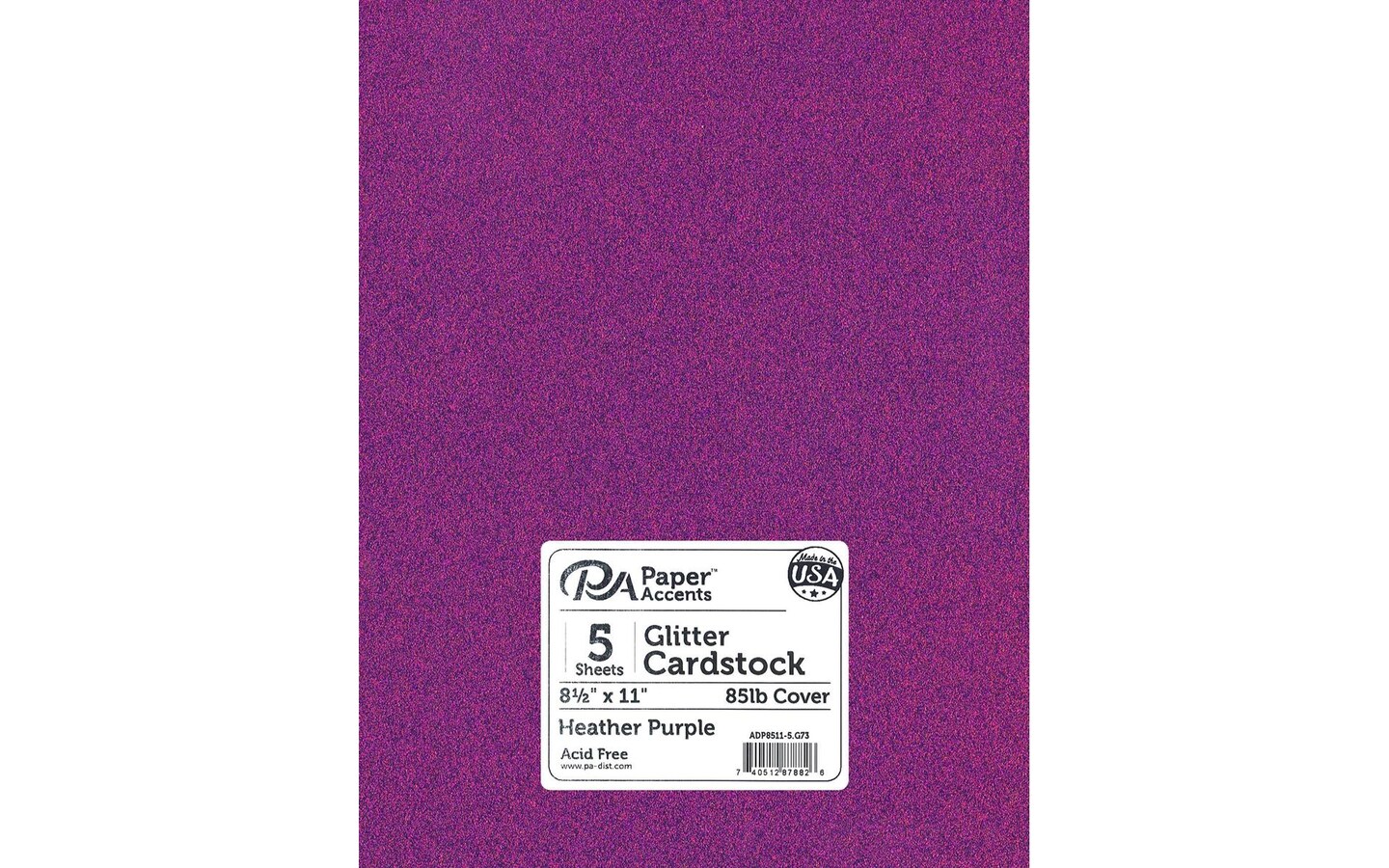 PA Paper Accents Glitter Cardstock 8.5" x 11" Heather Purple, 85lb ...