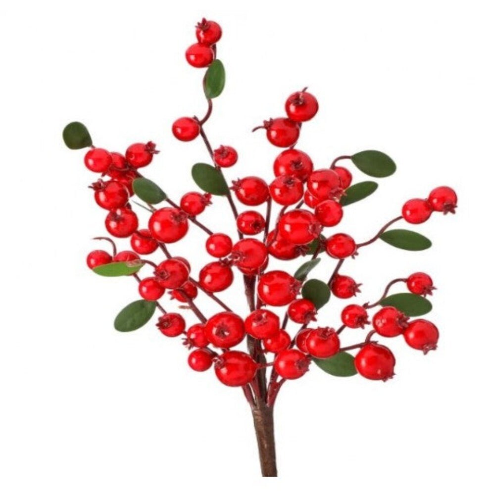 14" Mixed Waterproof Berry and Privet Leaf Christmas Spray – Festive ...