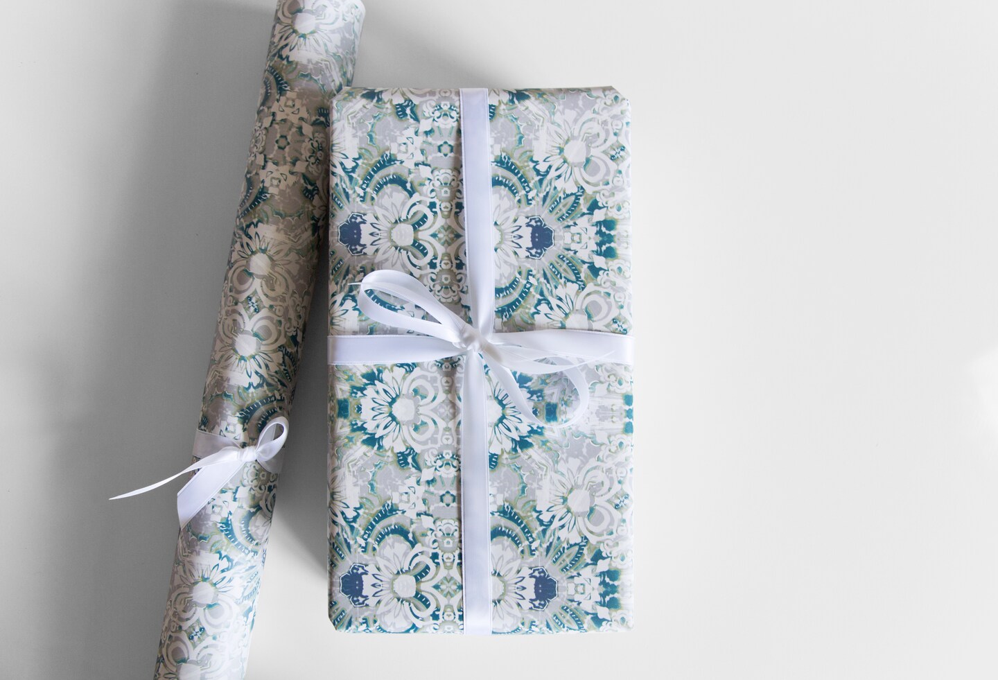 Wrapping Paper Roll ~ Carmen, Sea Blue Gift Wrapping Paper, 30" wide ...