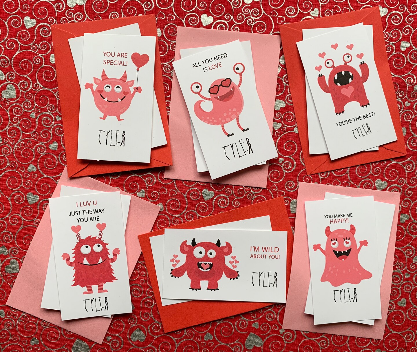 Mini Valentines Cards, Personalized with signature, set of 12, Tyler's ...