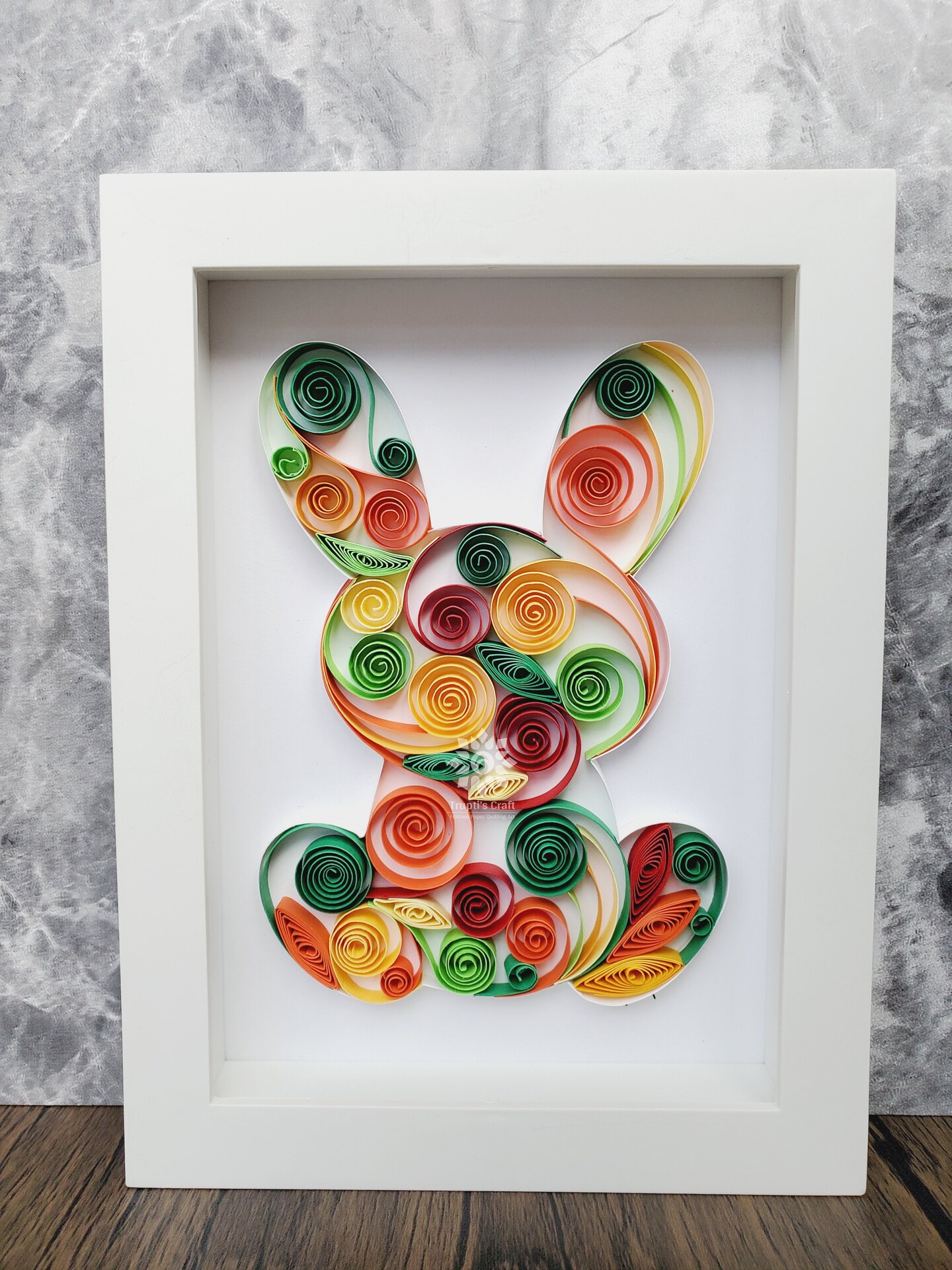 Framed Paper Quilling Bunny,Rabbit Wall Décor, Easter Decoration for ...