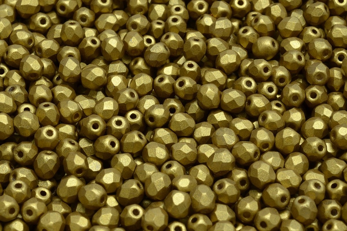 4mm Czech Fire Polish Round Bead, Metallic Aztec Gold, 50 pieces | Michaels