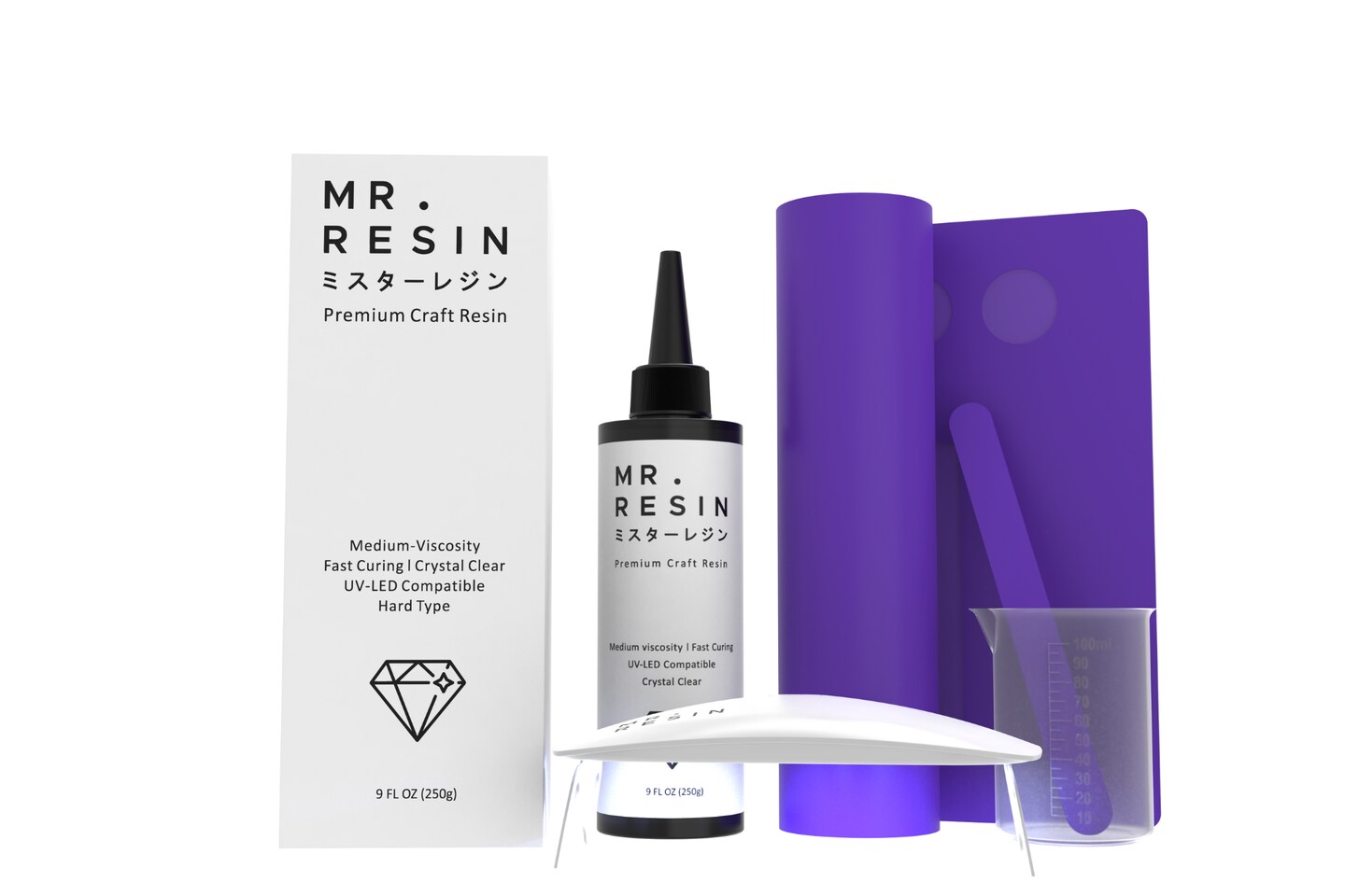 Mr.Resin Original Starter Kit 250g Crystal Clear Uv Resin for Jewelry ...