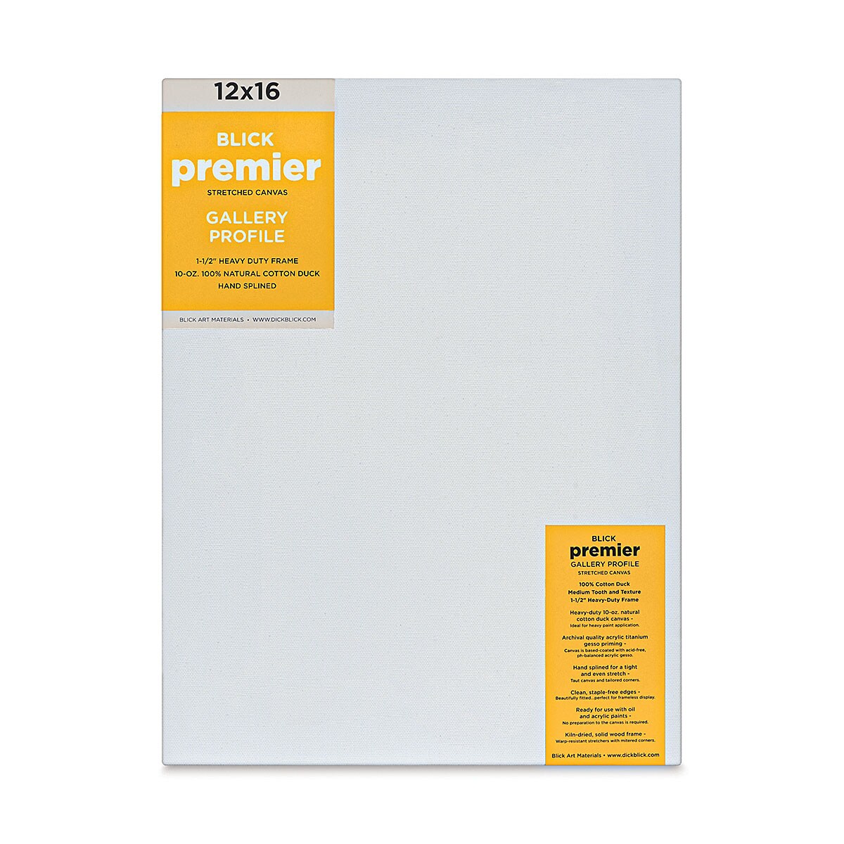 Blick Premier Stretched Cotton Canvas - Gallery Profile, Splined, 12" x ...