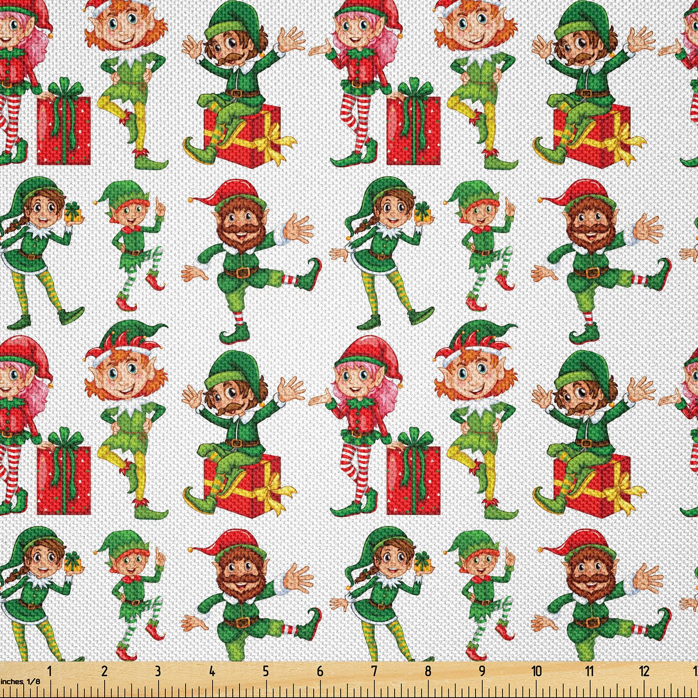 Ambesonne Holiday Christmas Time Fabric by The Yard, Pattern of Funny ...