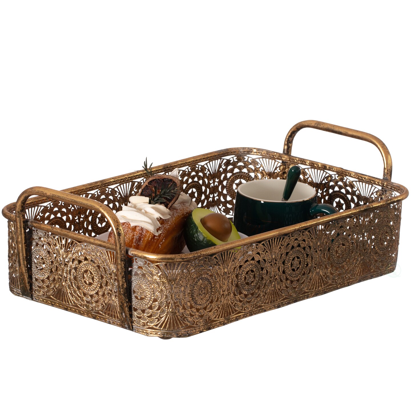 Metal Gold Rectangular Serving Tray with Oval Design and Handles | Michaels