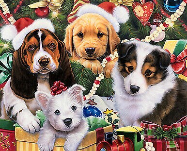 Puppy Surprise 36 Panel Cotton Fabric By Four Seasons for David Textile ...