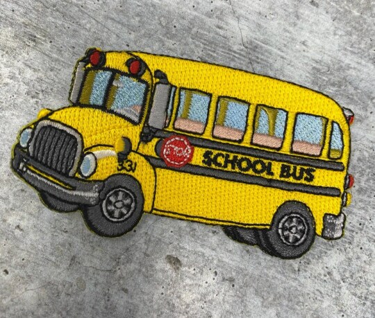 Patch Party Club “Yellow School Bus” Iron-On Embroidered Patch, Size 4 ...