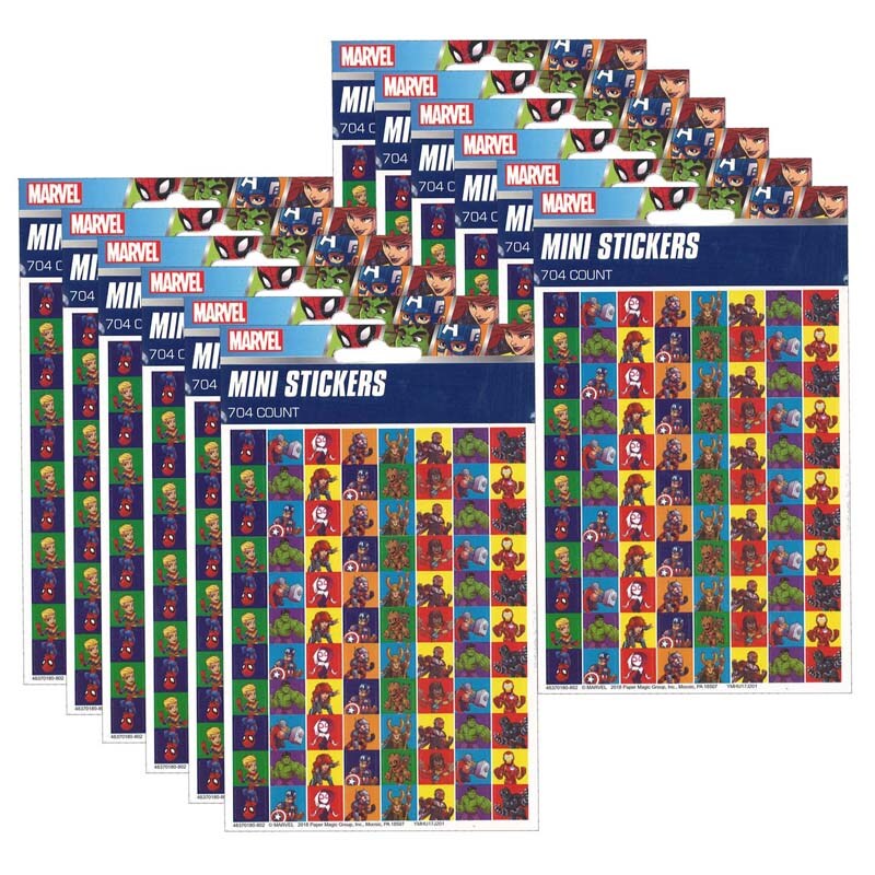 Marvel™ Super Hero Adventure Mini Stickers, 704 Per Pack, 12 Packs ...