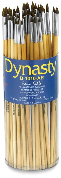 Dynasty Synthetic Sable Brush Canister - Round, Long Handle, Canister ...