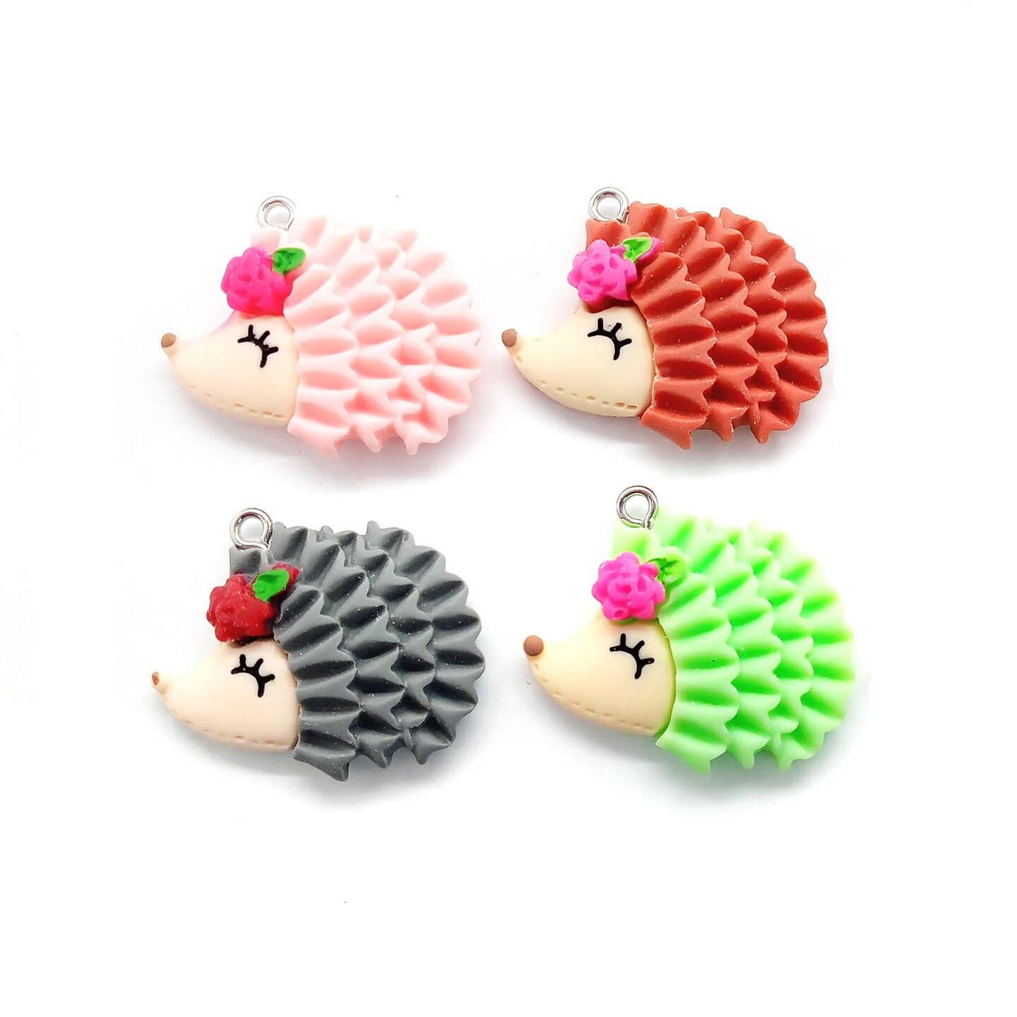 Cute Hedgehog Charms, Cute Animal Pendants, 4 pieces, Adorabilities ...