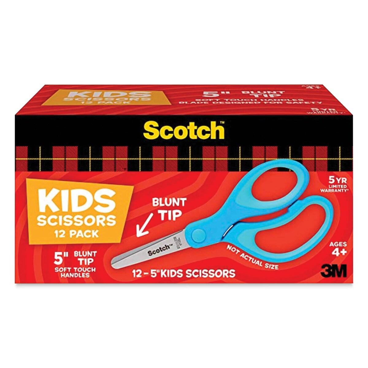 Scotch Soft Touch Blunt Kids Scissors, 5", Stainless Steel, Set of 12 ...