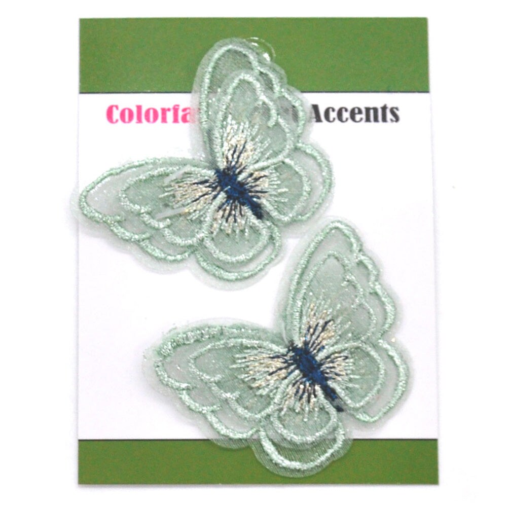Belagio Colorfast Floral Accents, 1.5" x 2", Embroidered Butterflies, 2 ...