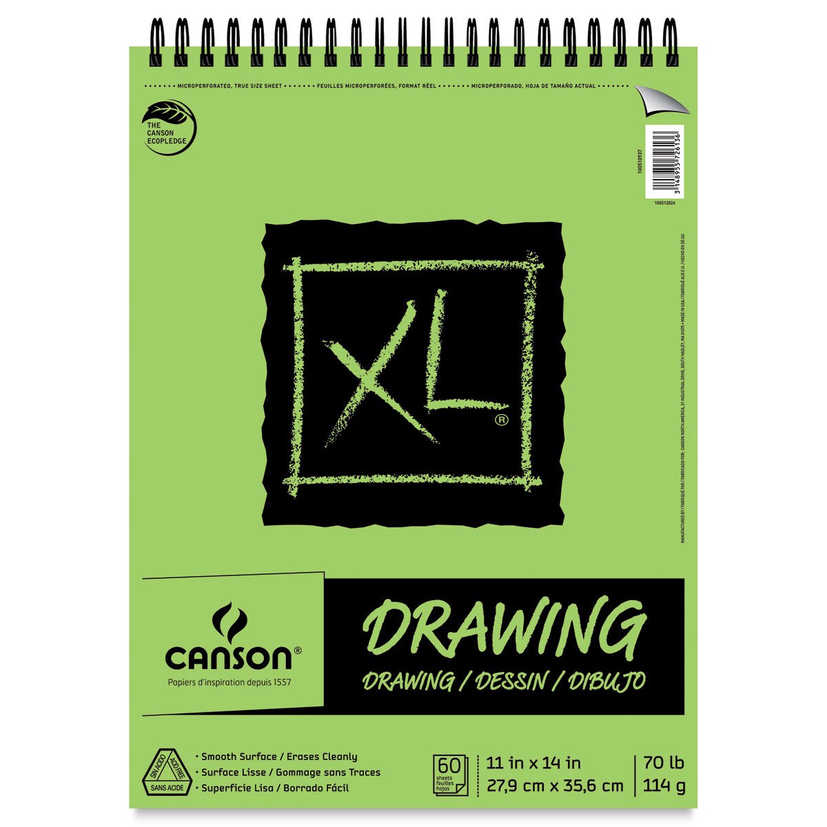 Canson XL Drawing Pad - 70 lb, Wirebound Top, 60 Sheets, 11" x 14 ...
