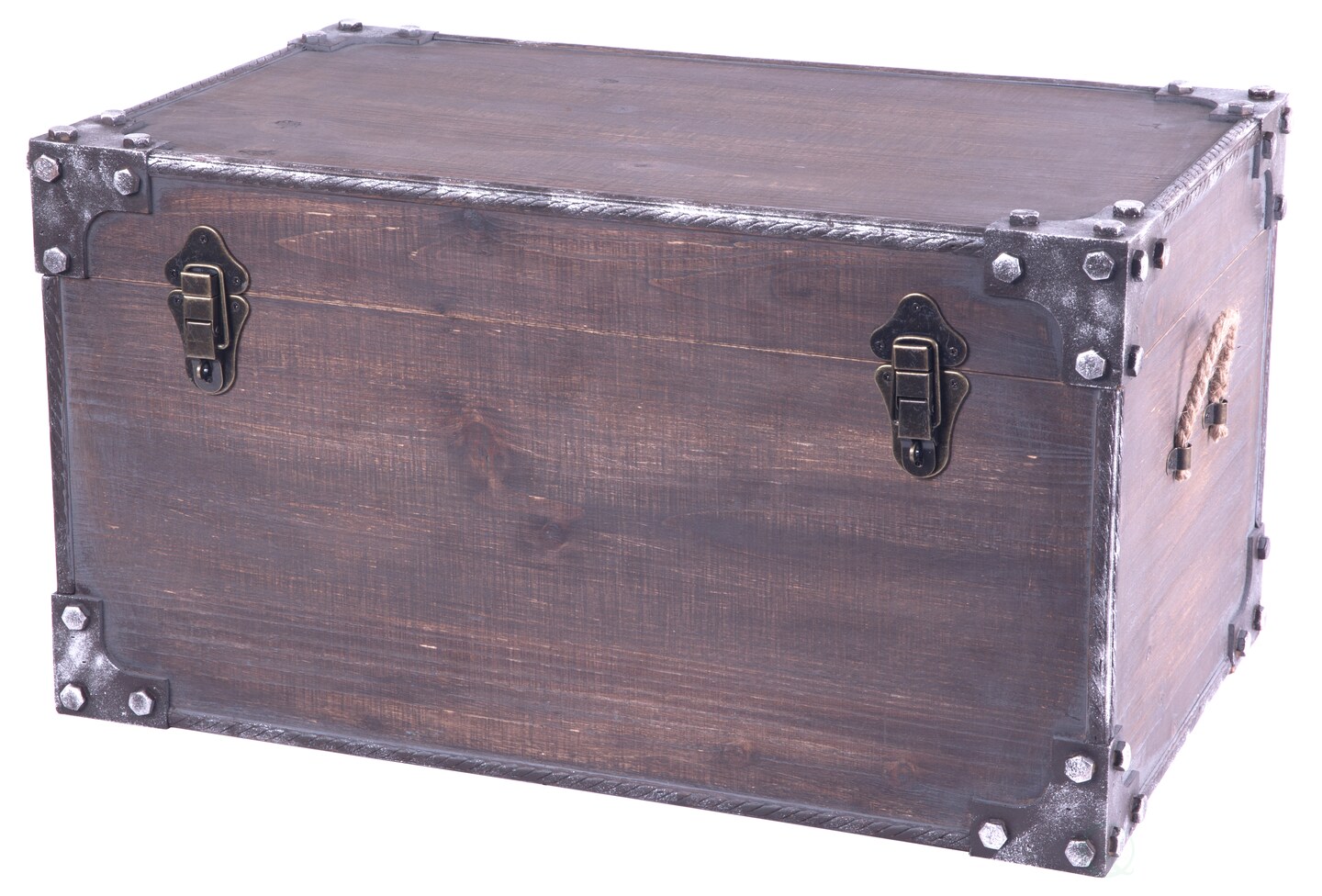 Distressed Wooden Vintage Industrial Style Decorative Trunk with ...