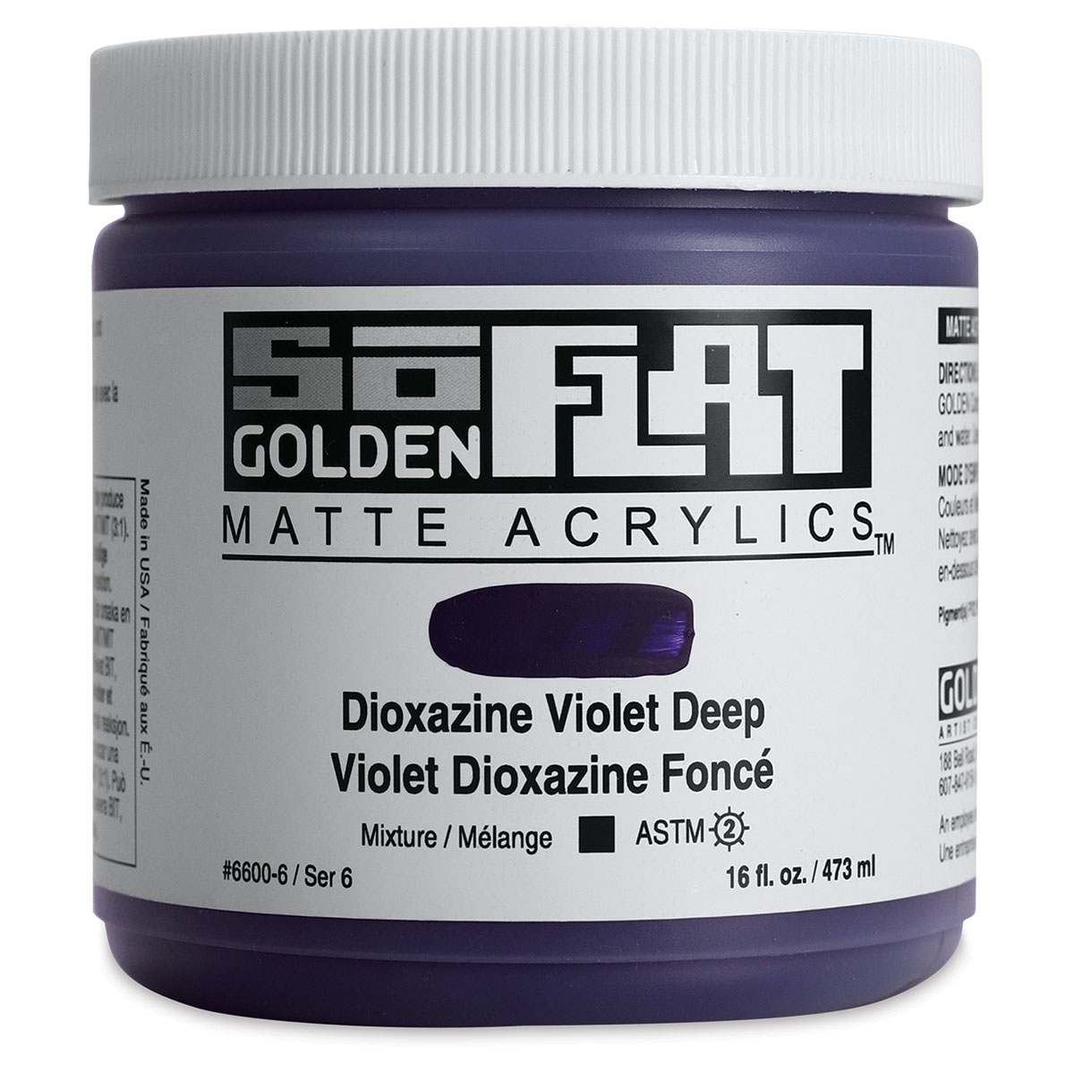 Golden SoFlat Matte Acrylic Paint - Dioxazine Violet Deep, 473 ml, Jar ...